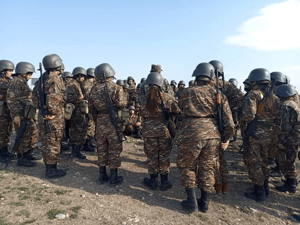 Training Armenian female soldiers exposed